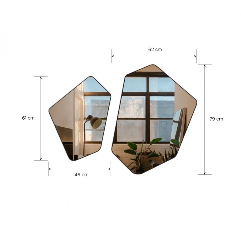 Espejos Irregulares Abstractos con Marco Negro